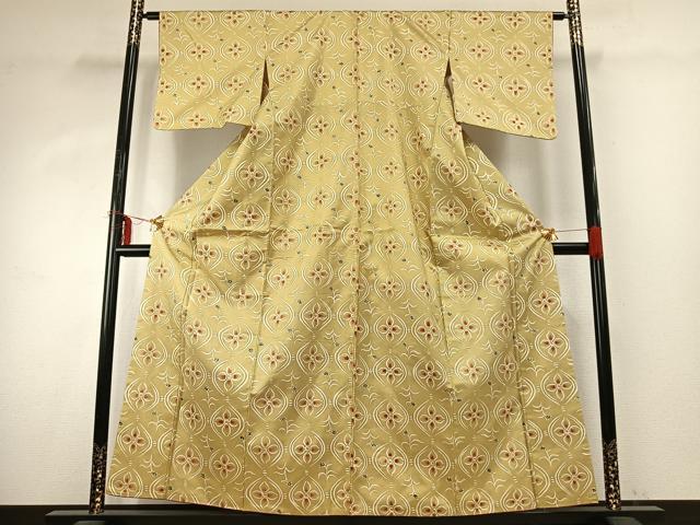 平和屋着物●本場染大島紬　小紋　ろうけつ染め　舞花文　正絹　逸品　AABE1612fy