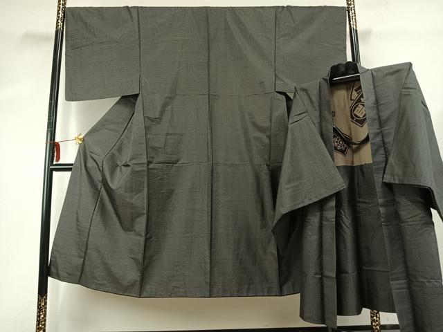 平和屋着物●男性　本場大島紬　アンサンブル　亀甲絣　正絹　逸品　AABE1641fy