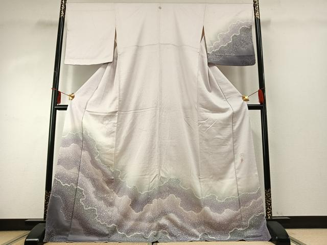 平和屋着物●越後十日町の一流染匠　桐屋・翠山工房　訪問着　総絞り　道長文　暈し染め　ロング丈　正絹　逸品　AABE1660fy