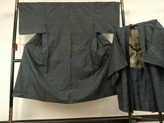 平和屋着物●男性　本場大島紬　アンサンブル　亀甲絣　正絹　逸品　AABE1671fy