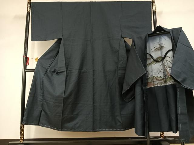 平和屋着物●男性　紬　アンサンブル　亀甲絣　正絹　逸品　AABE1680fy