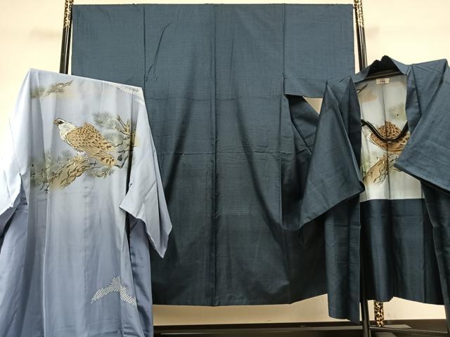 平和屋着物●男性　本場大島紬　アンサンブル　長襦袢(袷)セット　100亀甲　総詰め　やまと誂製　正絹　逸品　AABE1686fy