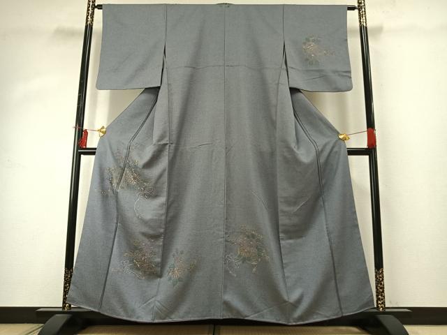 平和屋着物●訪問着　総刺繍　片輪車花文　金糸　正絹　逸品　AABE1690fy