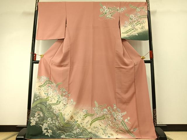 平和屋着物●訪問着　絞り　辻が花　暈し染め　金彩　ロング丈　正絹　逸品　AABE1695fy