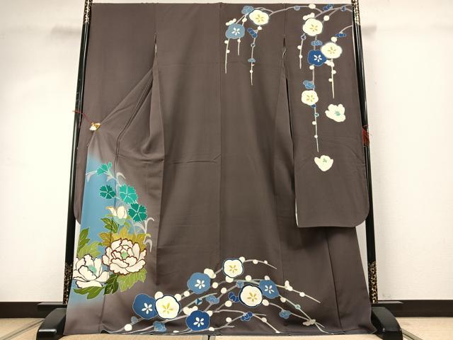 平和屋着物●豪華振袖　草花文　暈し染め　金彩　ロング丈　正絹　逸品　AABE1701fy