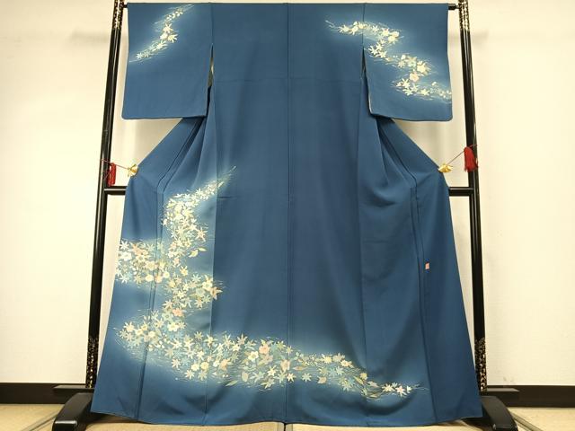 平和屋着物●本加賀友禅作家　野崎徳勝　訪問着　草花文　暈し染め　正絹　逸品　AABE1740fy