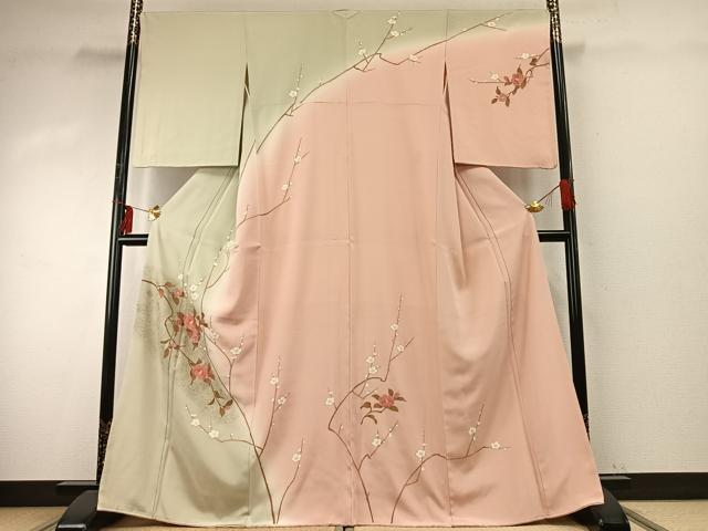 平和屋着物●訪問着　枝花文　暈し染め　金彩　正絹　逸品　AABE1756fy