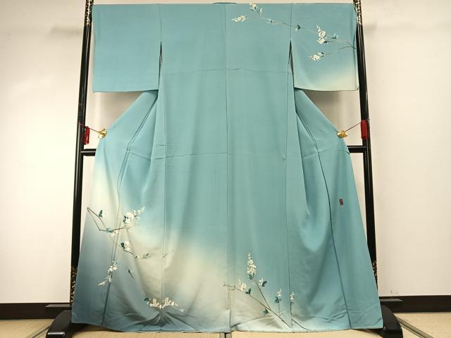 平和屋着物●京友禅伝統工芸士　坂東峰彩　訪問着　枝花文　暈し染め　正絹　逸品　AABE1757fy