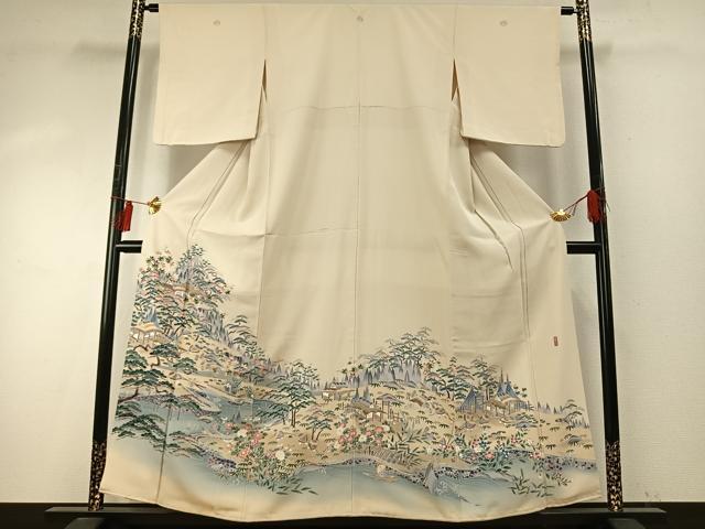 平和屋着物●豪華色留袖　友禅　作家物　風景文　暈し染め　正絹　逸品　AABE1767fy