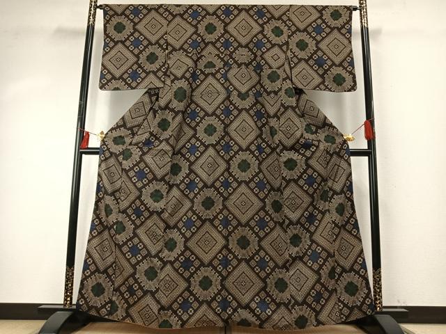 平和屋着物●本場大島紬　龍郷絣　正絹　逸品　AABE1773fy