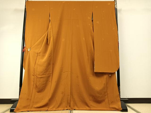 平和屋着物●世界的ファッションデザイナー　山本寛斎　kansaiブランド　振袖　草花地紋　土色　正絹　逸品　AABE1778fy