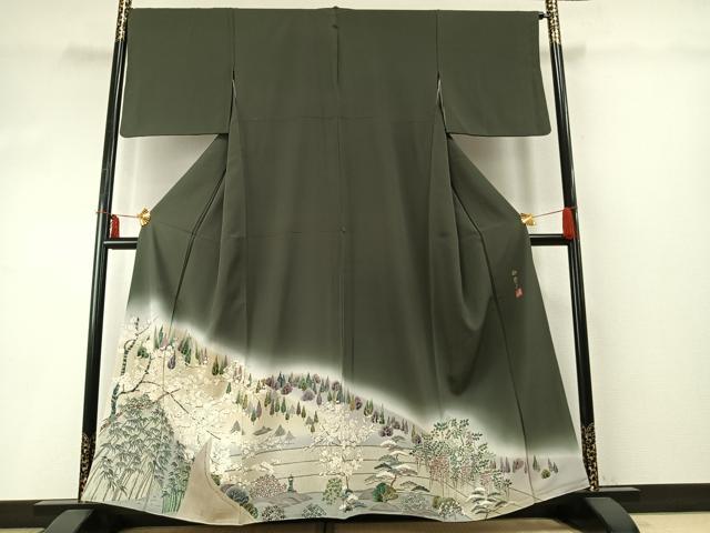 平和屋着物●川野栖山　訪問着　西芳寺　暈し染め　正絹　逸品　AABE1818fy