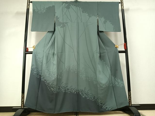 平和屋着物●訪問着　作家物　草葉文　正絹　逸品　AABE1884fy