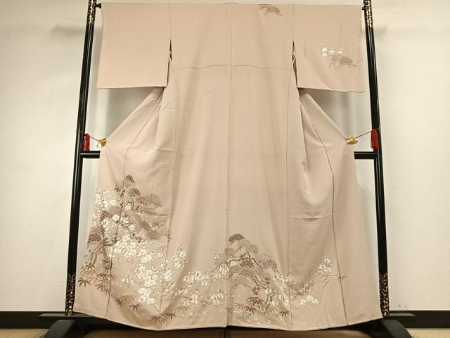 平和屋着物●訪問着　総刺繍　松竹梅　金糸　正絹　逸品　AABE1967fy