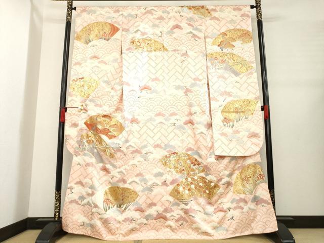 平和屋着物●豪華振袖　駒刺繍　地紙吉祥花文　金彩　正絹　逸品　AABE2006ck