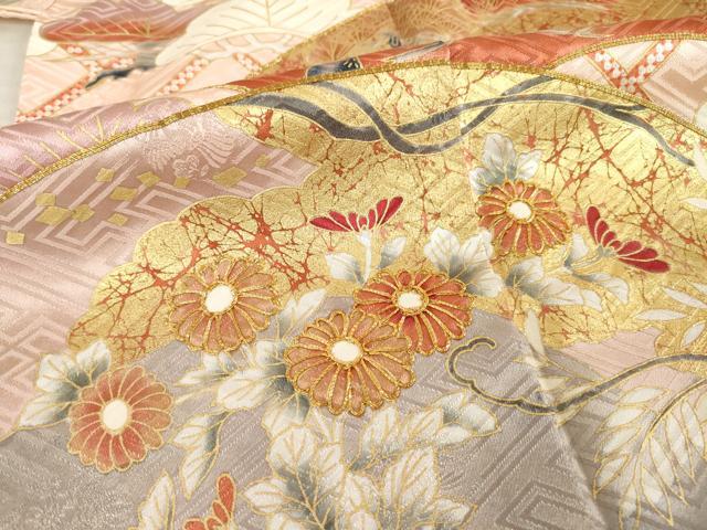 平和屋着物○豪華振袖 駒刺繍 地紙吉祥花文 金彩 正絹 逸品