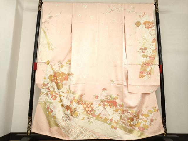 平和屋着物●創業460年・千總　振袖　花文箱文　金彩　三越扱い　正絹　逸品　AABE2008ck