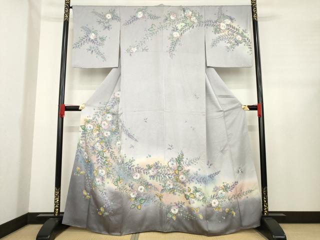 平和屋着物●訪問着　絞り　辻が花　舞花文　暈し染め　金彩　正絹　逸品　AABE2020ck