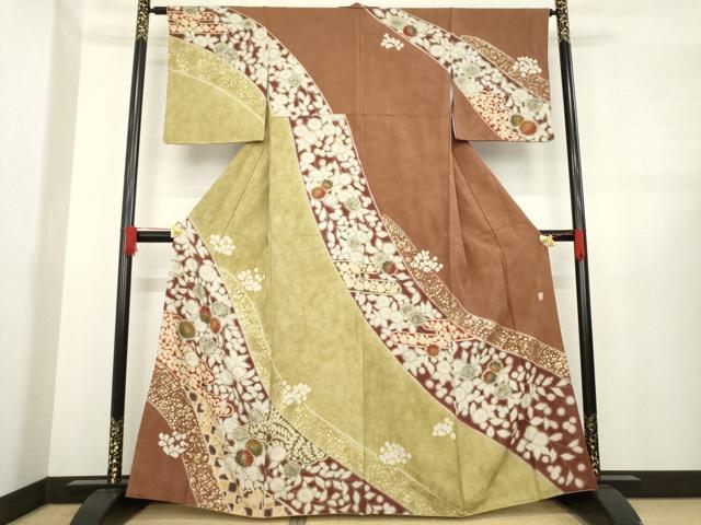 平和屋着物●十日町　名門　滝泰謹製　訪問着　絞り　辻が花　暈し染め　金彩　正絹　逸品　未使用　AABE2030ck