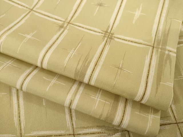 平和屋着物●上質な小紋　格子　正絹　逸品　AABE2034ck