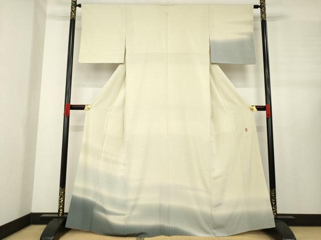 平和屋着物●十日町　加賀草木友禅の第一人者　田村哲彦　訪問着　霞文　暈し染め　正絹　逸品　AABE2069ck