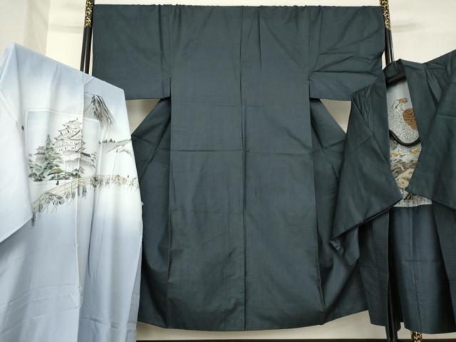 平和屋着物●男性　本場大島紬　アンサンブル　長襦袢(袷)セット　100亀甲　総詰め　正絹　逸品　AABE2077ck