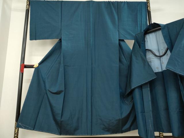 平和屋着物●男性　紬　アンサンブル　色無地　褐返し色　正絹　逸品　AABE2445ck