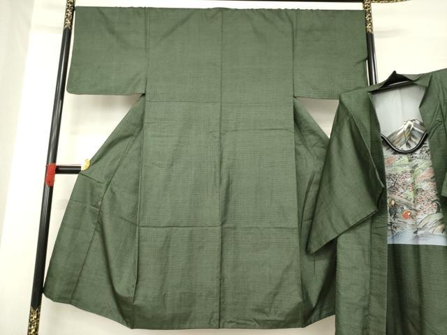 平和屋着物●男性　本場大島紬　アンサンブル　100亀甲　総詰め　黒地　正絹　逸品　AABE2456ck