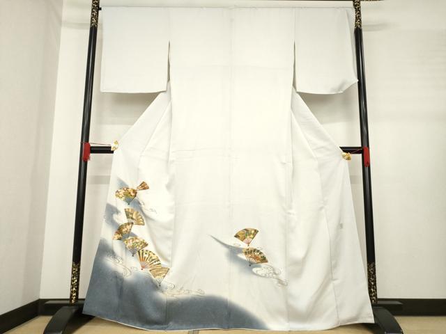 平和屋着物●漆工芸作家　金森一博　色留袖　扇面花文　暈し染め　金彩　正絹　逸品　AABE2471ck