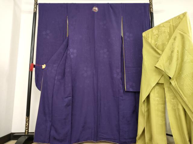 平和屋着物●豪華振袖・長襦袢(袷)セット　舞花地紋　濃鼠色　やまと誂製　正絹　逸品　AABE2474ck