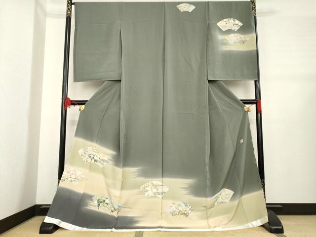 平和屋着物●訪問着　作家物　地紙花文　暈し染め　丹後ちりめん　仮絵羽　正絹　逸品　未使用　AABE2497ck