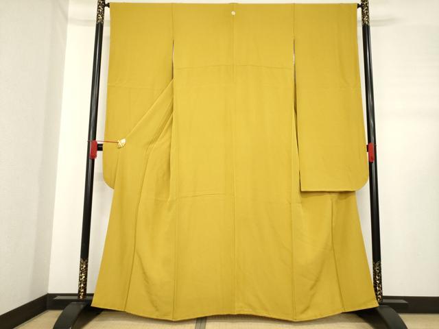 平和屋着物●豪華振袖　色無地　山吹茶色　正絹　逸品　AABE2516ck