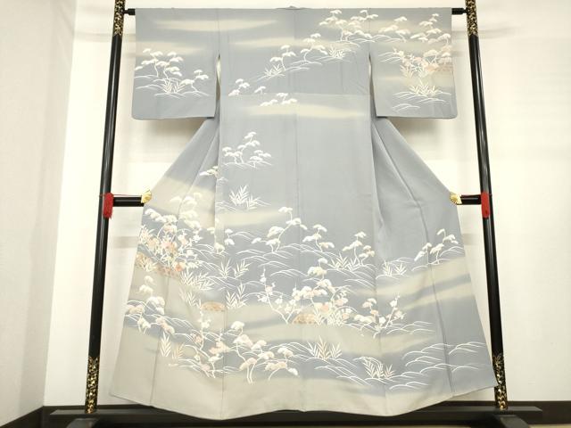 平和屋着物●訪問着　友禅　駒刺繍　花籬文　暈し染め　金彩　正絹　逸品　AABE2519ck