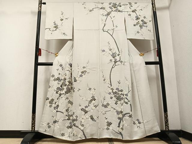 平和屋着物●訪問着　枝梅文　金彩　正絹　逸品　AABE2536ph