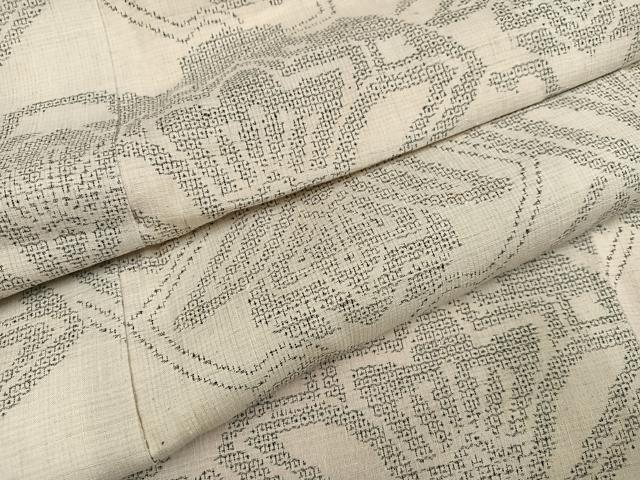 平和屋着物●本場結城紬　重要無形文化財　100亀甲　舞花文　正絹　逸品　AABE2557ph