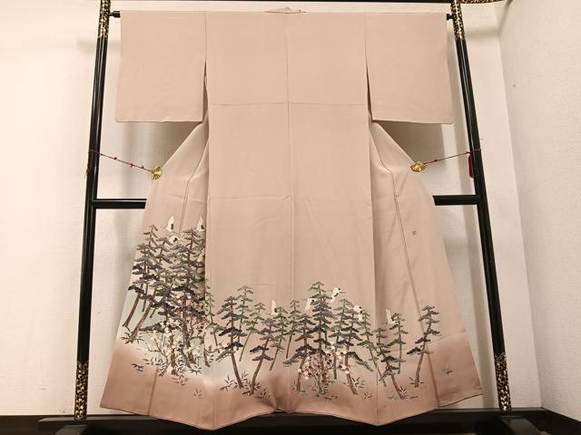 平和屋着物●本加賀友禅作家　出口信克　色留袖　松竹梅群れ鶴文　暈し染め　正絹　逸品　AABE2559ph