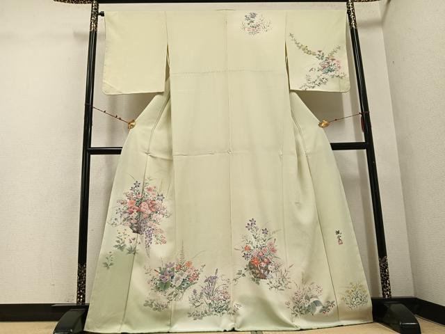 平和屋着物●訪問着　作家物　楓堂　飾花文　暈し染め　正絹　逸品　未使用　AABE2571ph