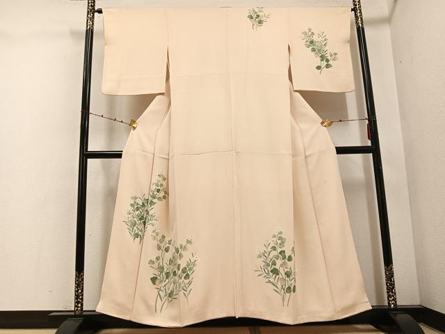 平和屋着物●本加賀友禅作家　鶴見保次　訪問着　枝花文　正絹　逸品　AABE2575ph