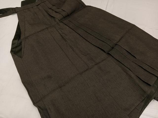 平和屋着物●男性　馬乗り袴　海松茶色　正絹　逸品　AABE2597ph