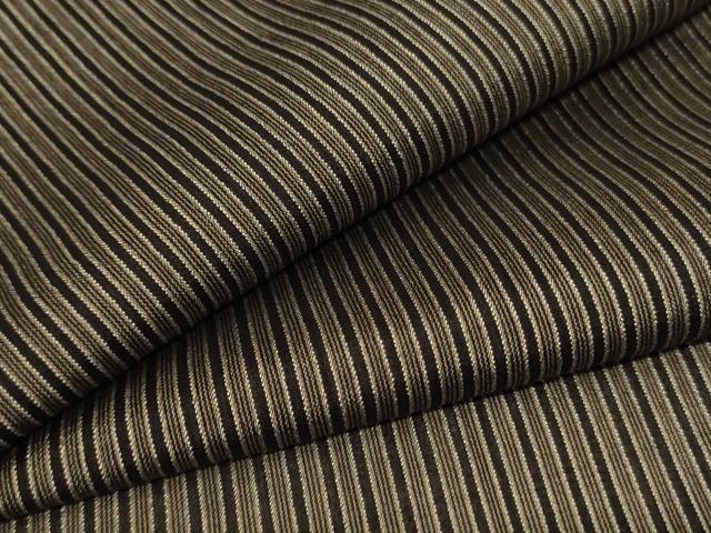 平和屋着物＊夏物　お召　紗　縞　黒地　正絹　逸品　AABE2634jd