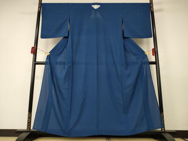 平和屋着物＊夏物　色無地　絽　青藍色　正絹　逸品　AABE2637jd