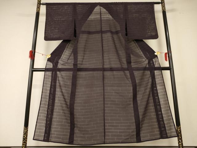 平和屋着物＊夏物　色無地　縦絽　黒鳶色　高島屋扱い　正絹　逸品　AABE2660jd