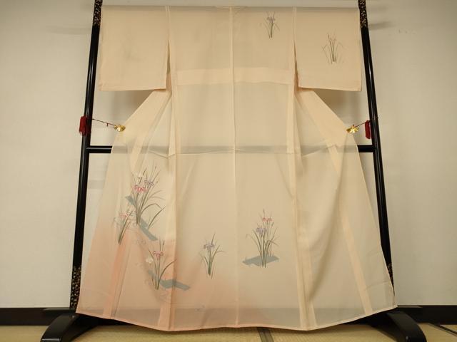 平和屋着物＊夏物　訪問着　絽　流水草花文　暈し染め　正絹　逸品　AABE2668jd