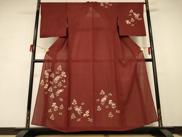 平和屋着物＊夏物　訪問着　絽　草花文　正絹　逸品　AABE2681jd