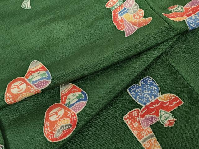 平和屋着物●上質な小紋　型染め　玩具文　鬼しぼ縮緬　正絹　逸品　AABE2729cs
