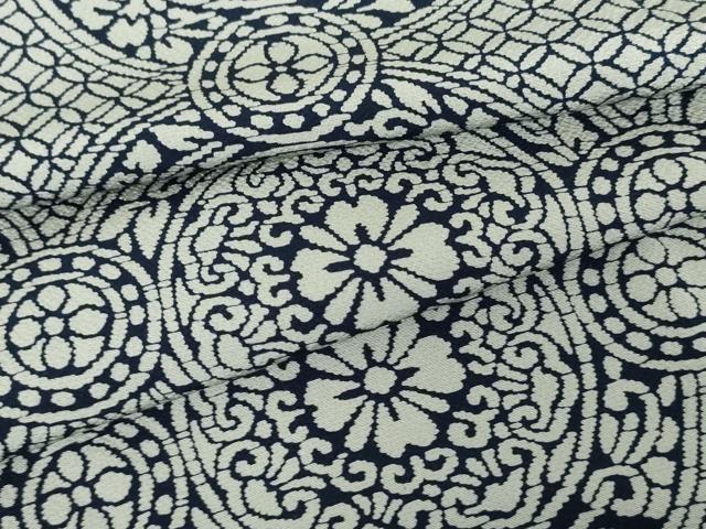 平和屋着物●上質な小紋　本藍　正倉院花文　正絹　逸品　AABE2743cs