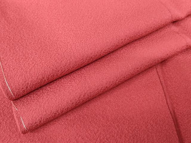 平和屋着物●上質な色無地　紋意匠　韓紅色　正絹　逸品　未使用　AABE2746cs