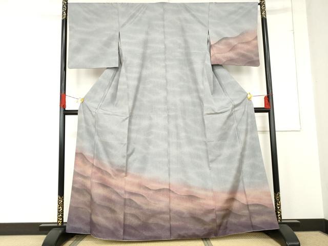 平和屋着物●本場染大島紬　訪問着　霞文　正絹　逸品　AABE2751cs