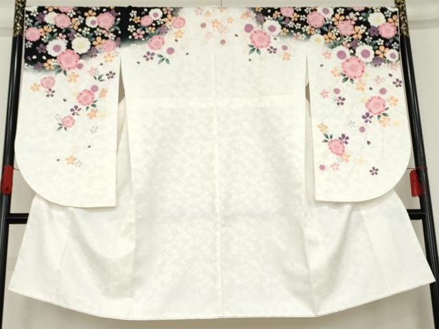 平和屋着物●小振袖　二尺袖　草花文　暈し染め　金彩　洗える着物　AABE2795cs