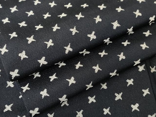 平和屋着物●お召　十字　濃紺地　正絹　逸品　未使用　AABE2863cs